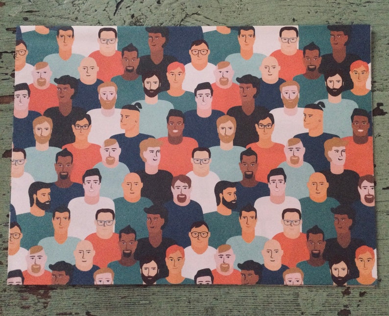 Fathers Day Gift Wrap Mens Faces Paper Mens Clothes Man Folded Wrapping ...