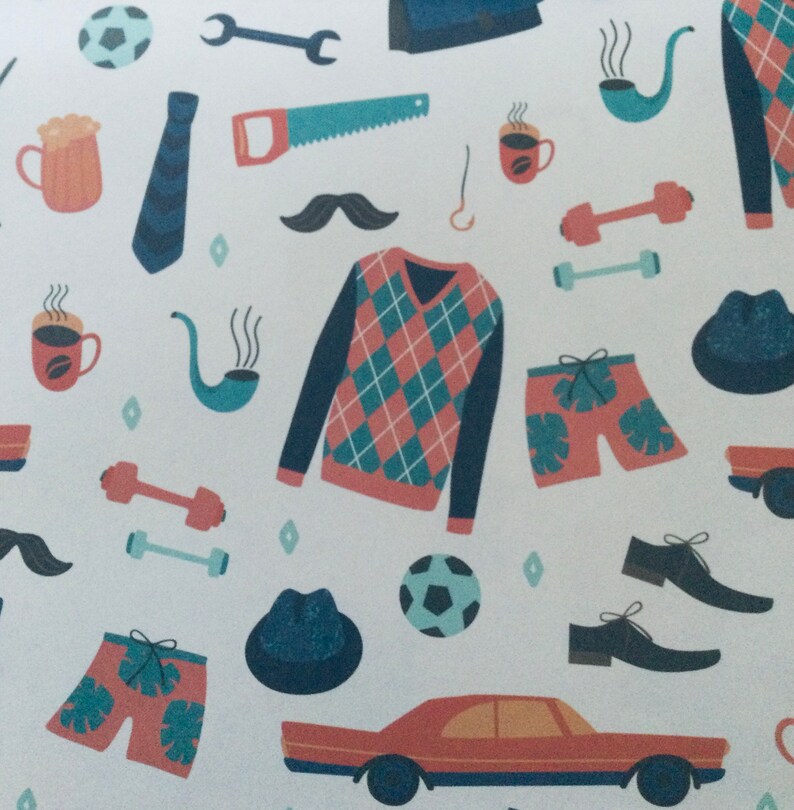 Fathers Day Gift Wrap Mens Faces Paper Mens Clothes Man Folded Wrapping ...