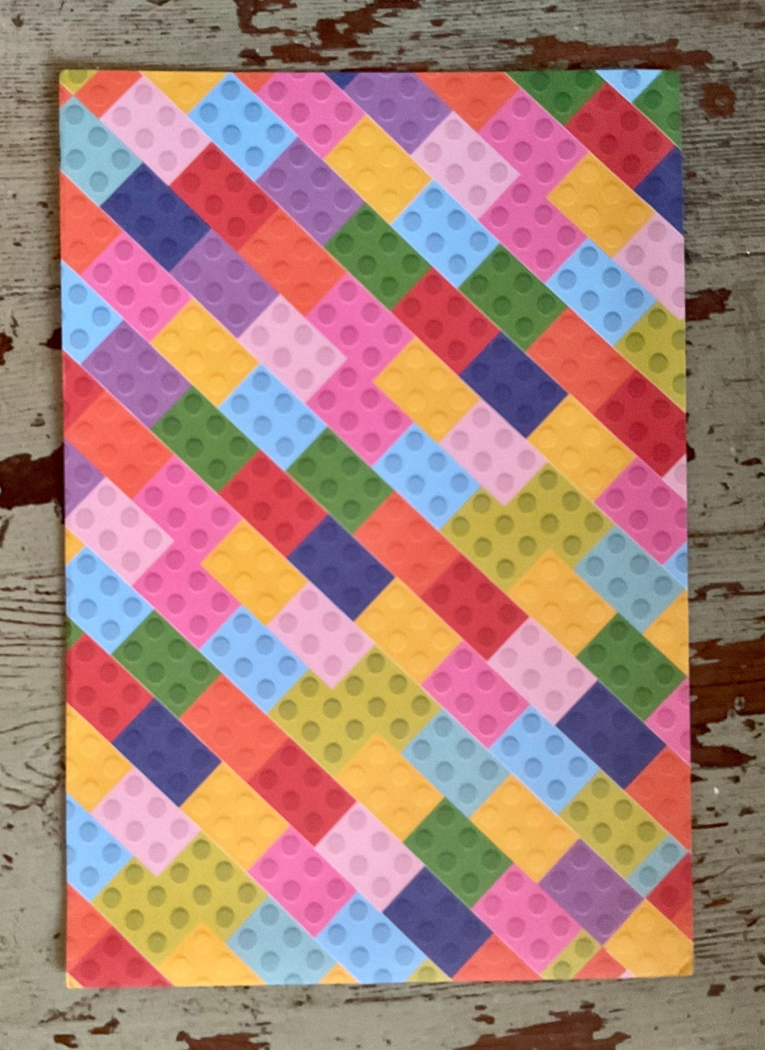 Building Blocks Wrapping Paper. Blocks Folded Wrapping Paper. Rainbow ...