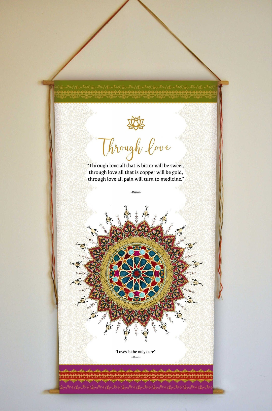 Rumi, Wall Hanging, Sufi Art, Mandala Wall Art, Inspirational Quote, Rumi Prints, Mandala Print ...