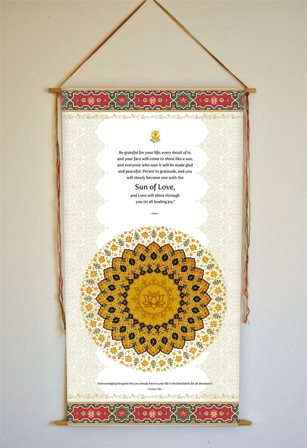 Rumi, Wall Hanging, Gratitude, Eckhart Tolle, Wall Art, Rumi Quote ...
