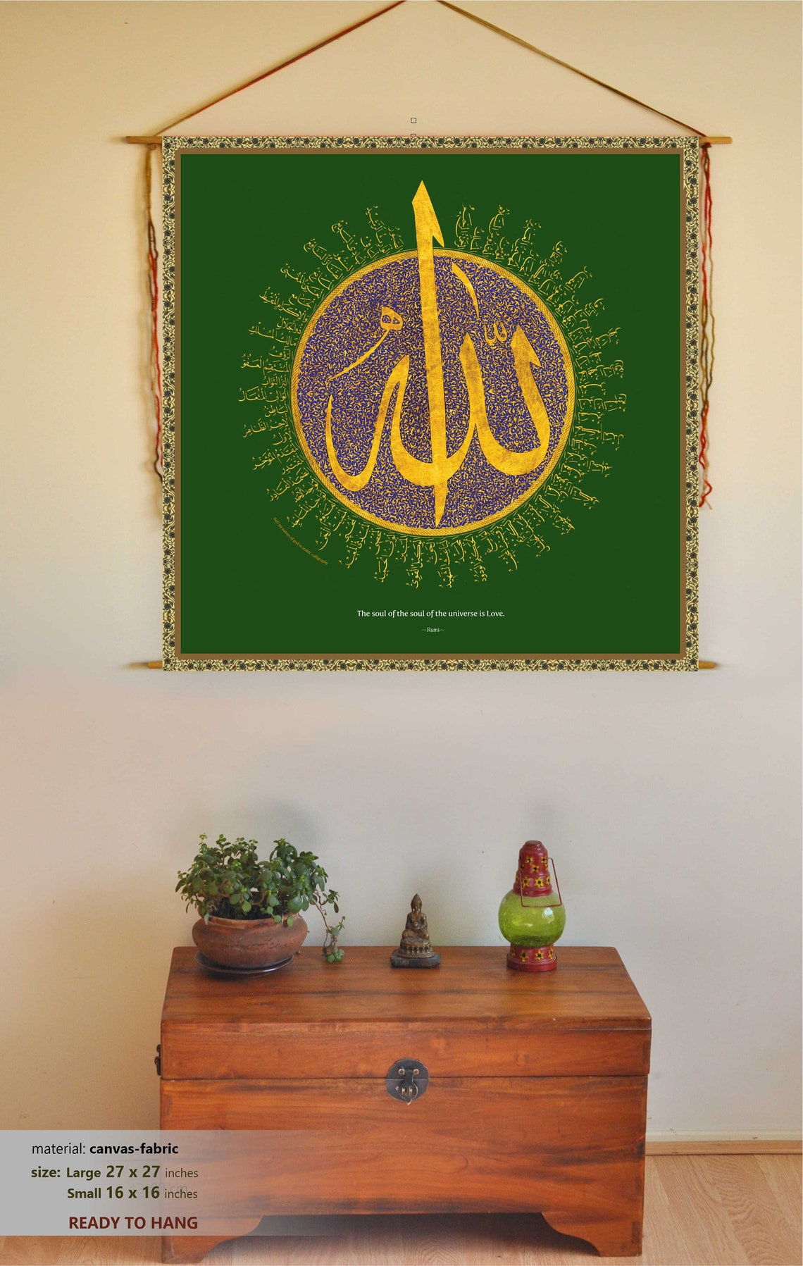 Rumi Quote Names of God Wall Hanging Rumi Islamic Wall - Etsy