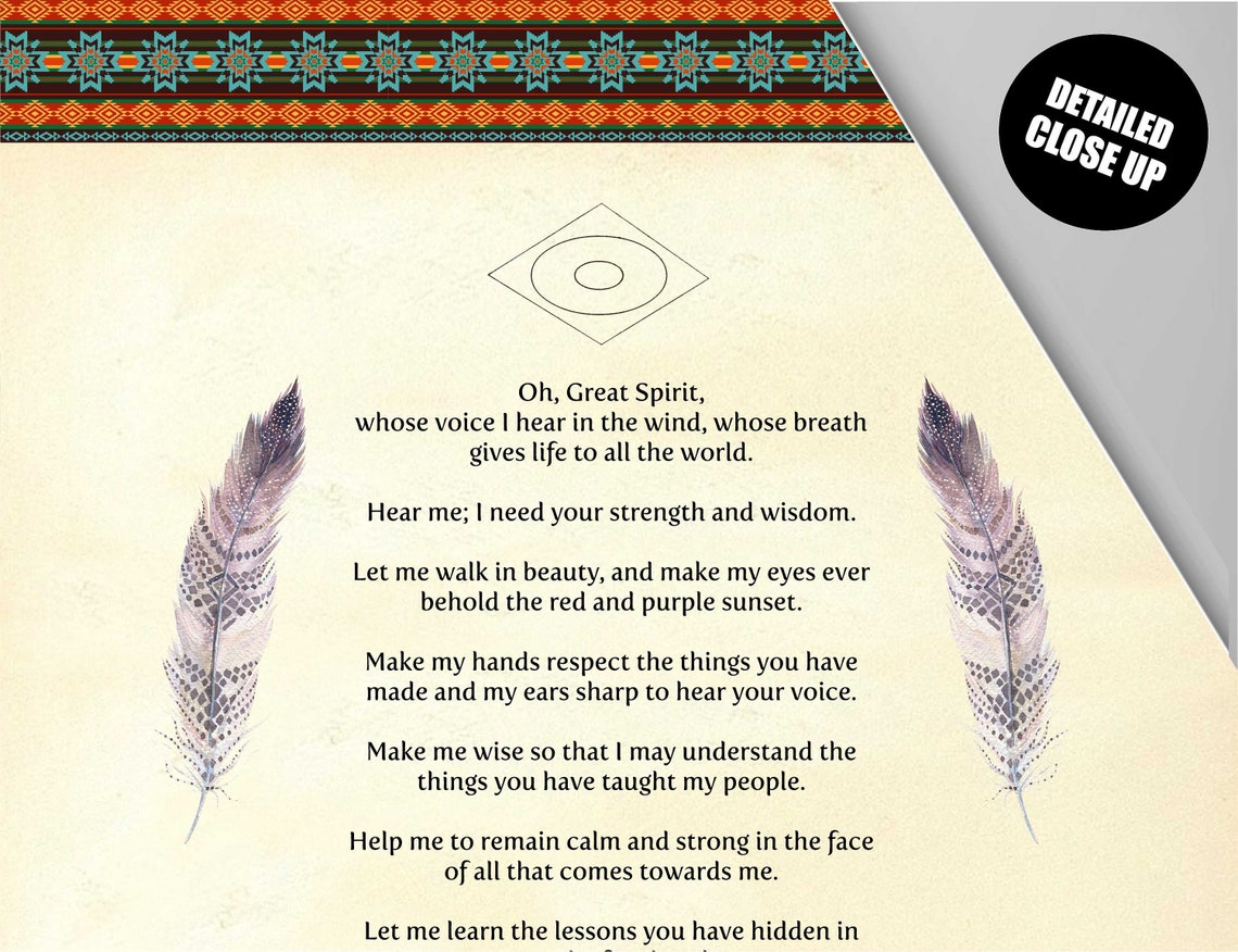 Oh Great Spirit Native American Prayer John Yellow Lark - Etsy