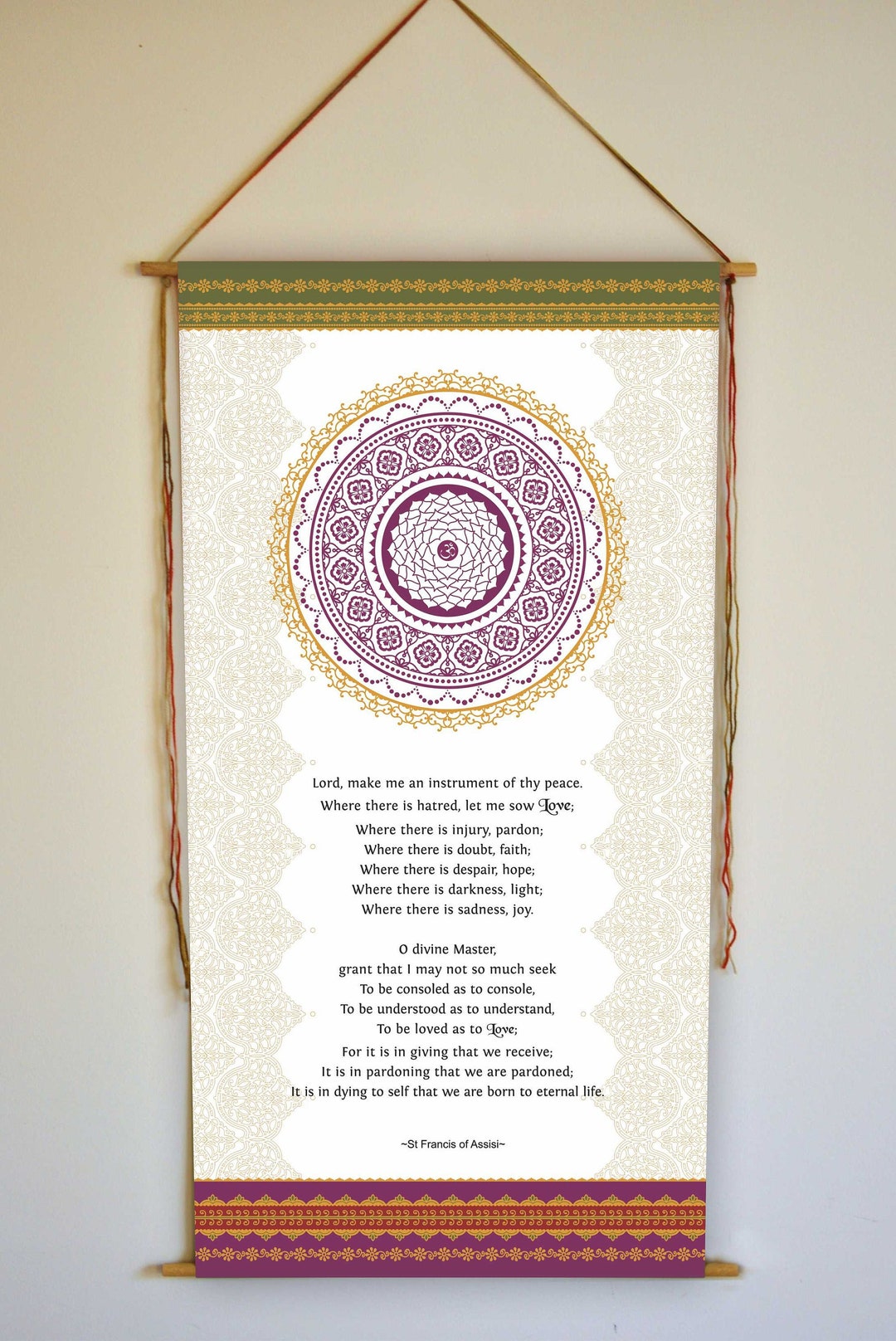St Francis Prayer Wall Banner: Inspirational Tapestry, Om Symbol - Etsy