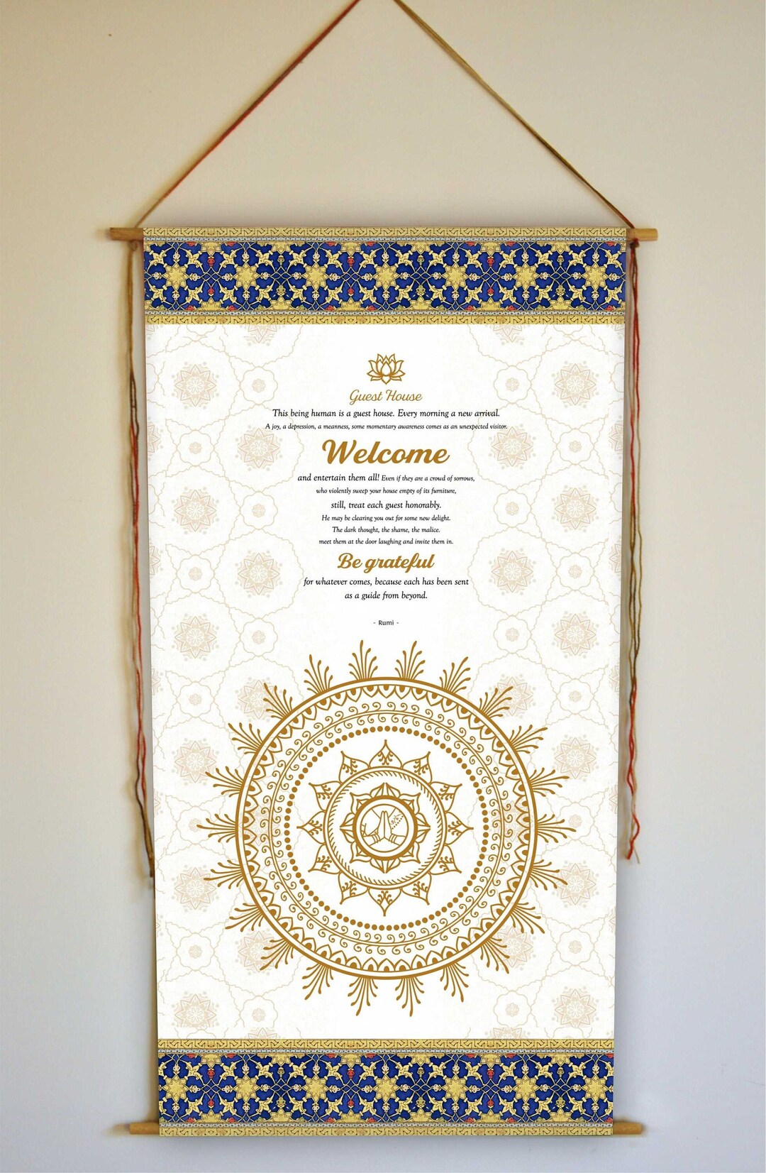 The Guest House - Rumi Wall Hanging - Therapy Gift - Meditation - Rumi ...