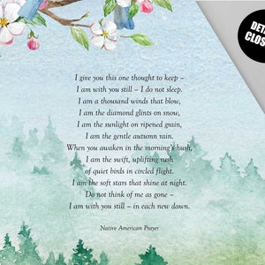 I Give You This One Thought, Native American Prayer Quote Print ...