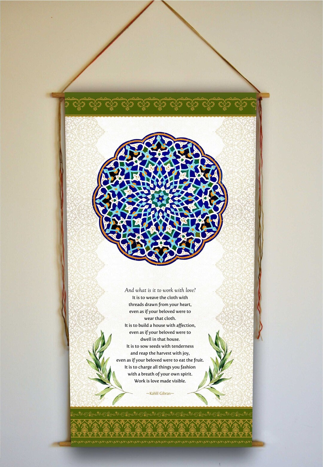 On Work by Kahlil Gibran, Wall Art, Mandala Art, Wall Hanging, Kahlil ...