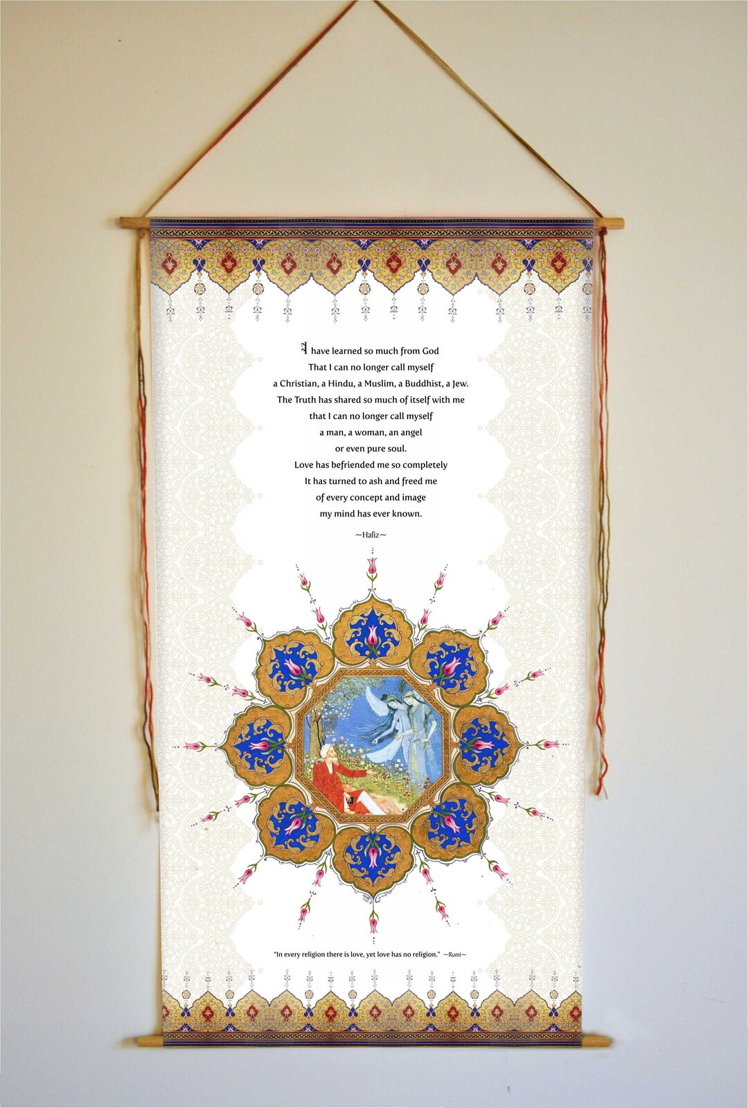 Hafiz, Rumi, Wall Hanging, Sufi Wall Art, Persian Painting, Sufi Prints ...
