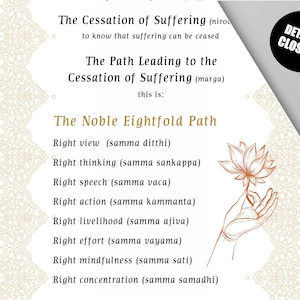 The Four Noble Truths, the Eightfold Path, Wall Hanging, Buddhist Wall Art, Buddha Quote ...