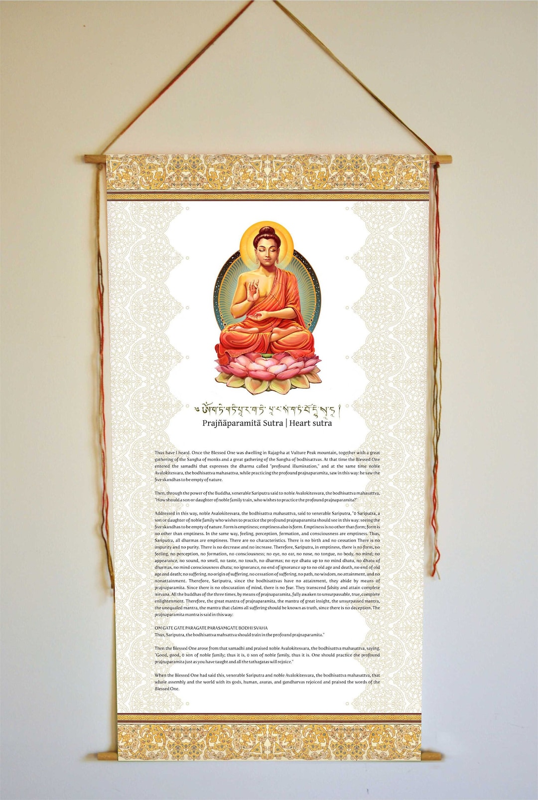 Heart Sutra, Prajñāparamitā Sutra, Wall Hanging, Meditation Altar ...