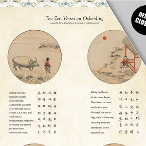 Ten Zen Verses on Oxherding, Wall Hanging, Zen Wall Art, Zen Painting ...