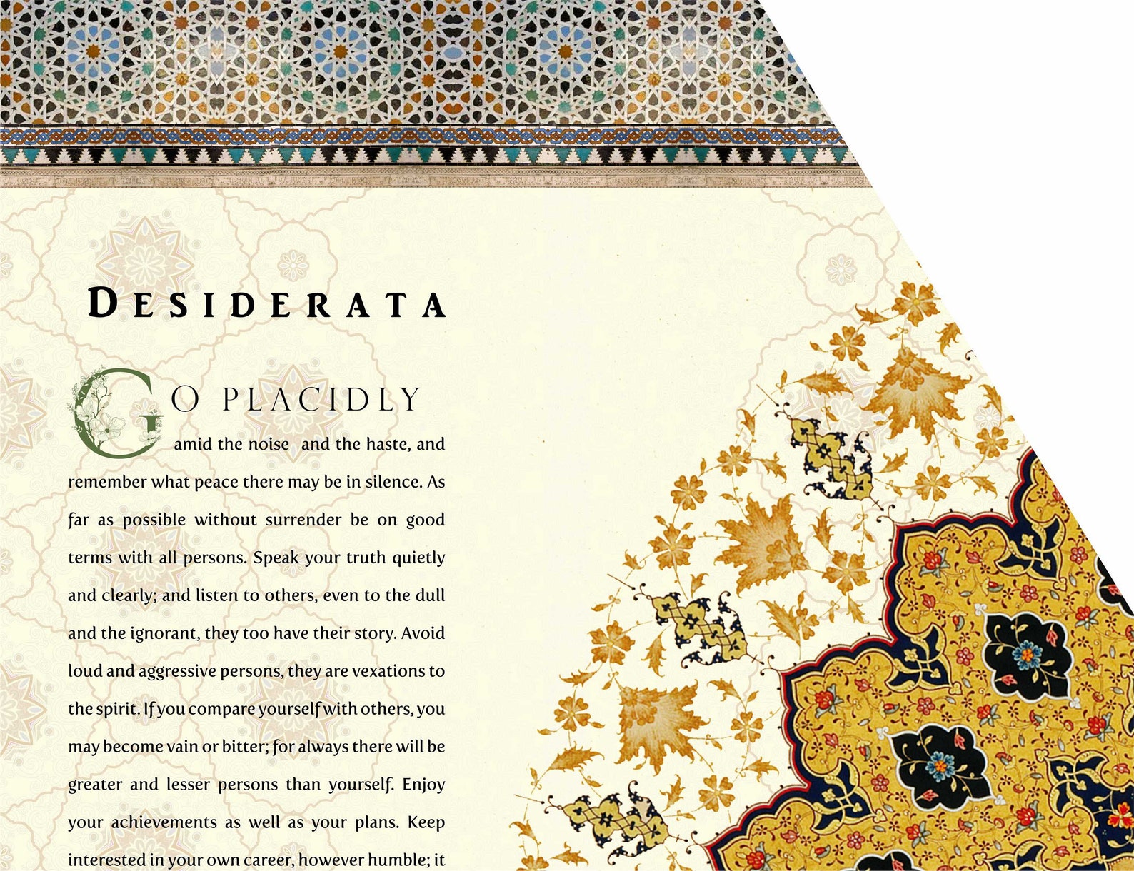 Desiderata Poem Art Print Wall Art Wall Hanging Desiderata - Etsy UK