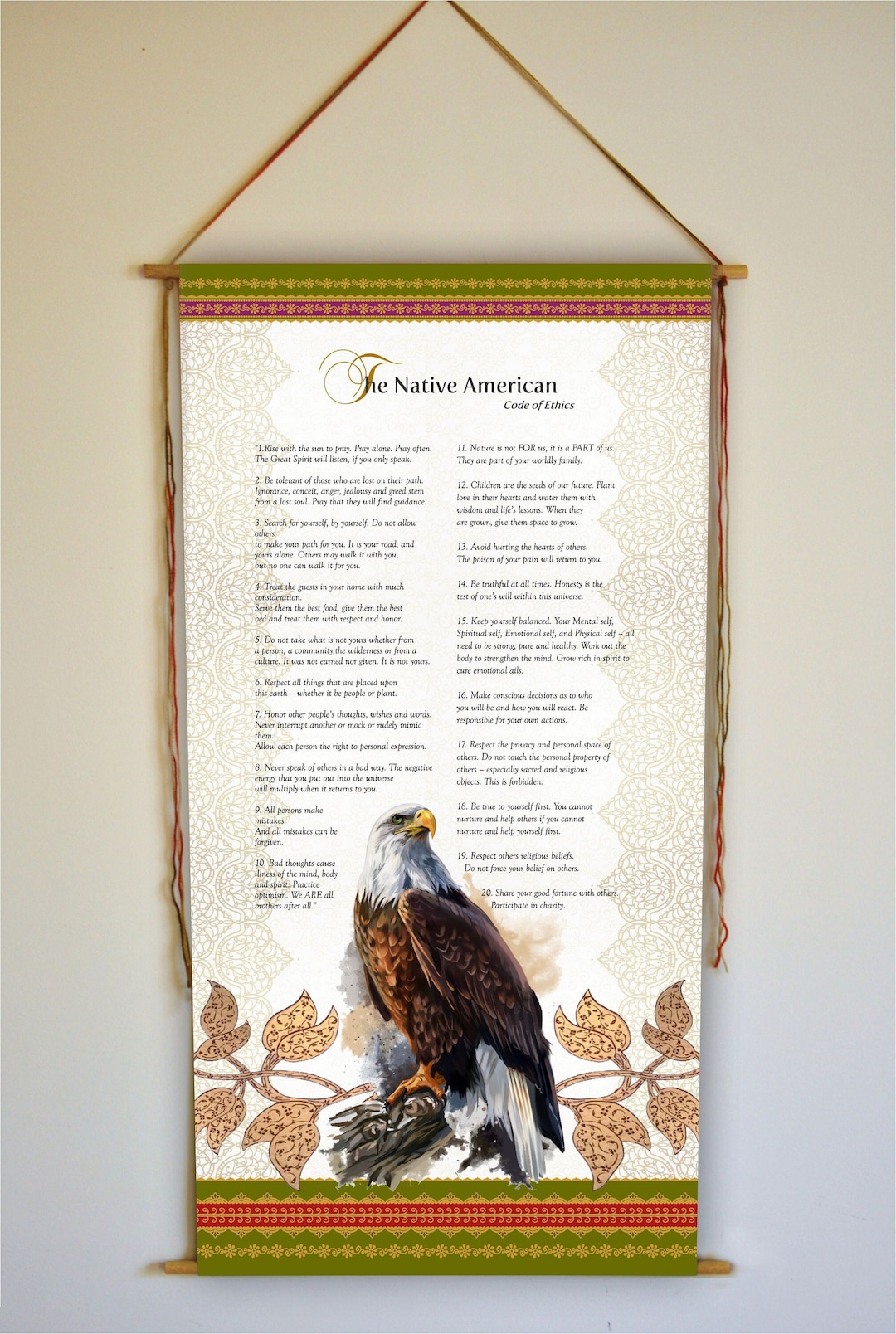 Native American Code of Ethics Art Print - Wall Hanging Tapestry - Etsy