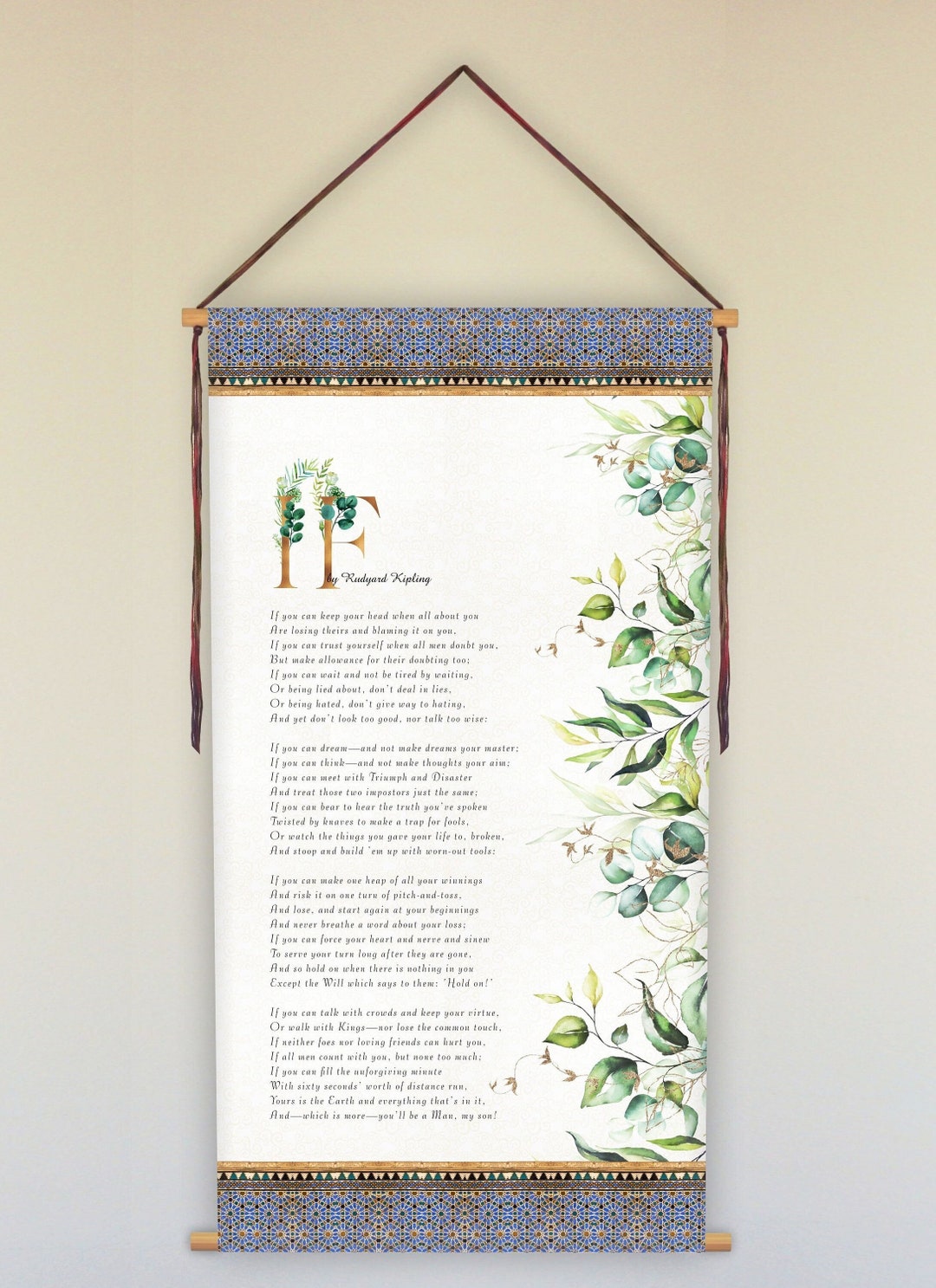 Rudyard Kipling 'if' Poem Wall Hanging: Inspirational Art Print - Etsy UK