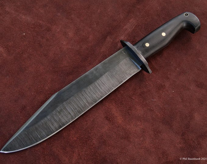 Tercio Bowie, W/ Buffalo Horn Grips and Black Engraved Scout Carry ...