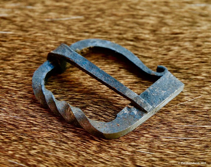 Flint-striker Belt Buckle With Leather Awl Prong Forged From - Etsy