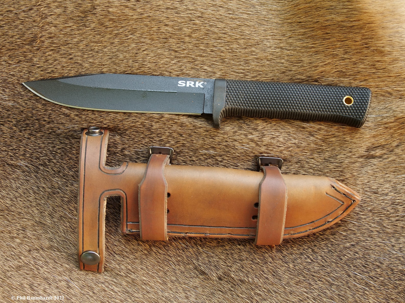 Cold Steel SRK Horizontal Leather Sheath; Genuine Black or Brown ...