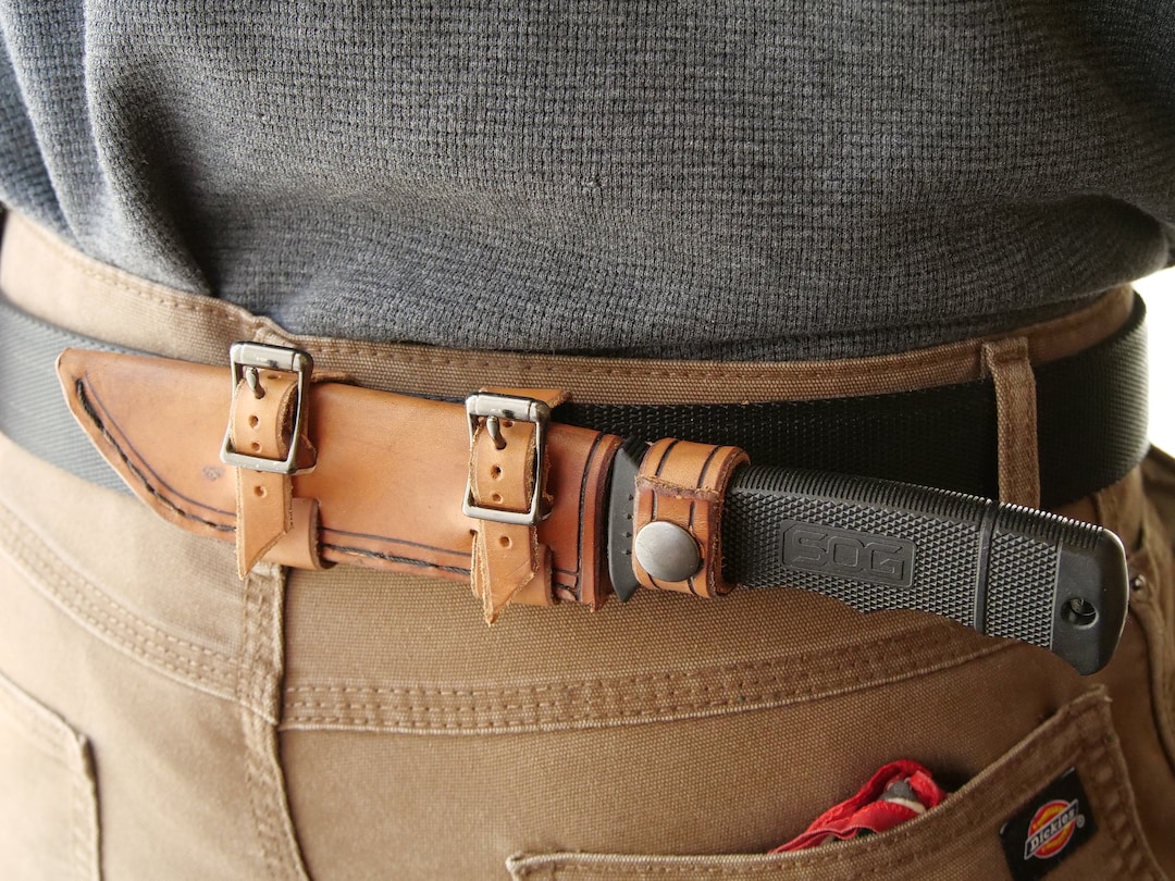 SOG Seal Pup Horizontal Leather Sheath, for Scout Carry or Cross-draw ...