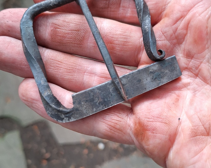 Flint-striker Belt Buckle With Leather Awl Prong; Forged From High ...