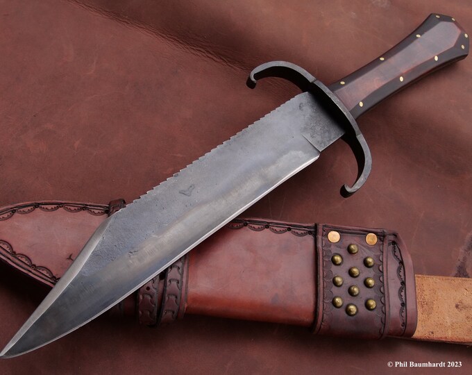 Mountain Man Blade-catcher Bowie Full-tang Coffin Handle, Leather ...