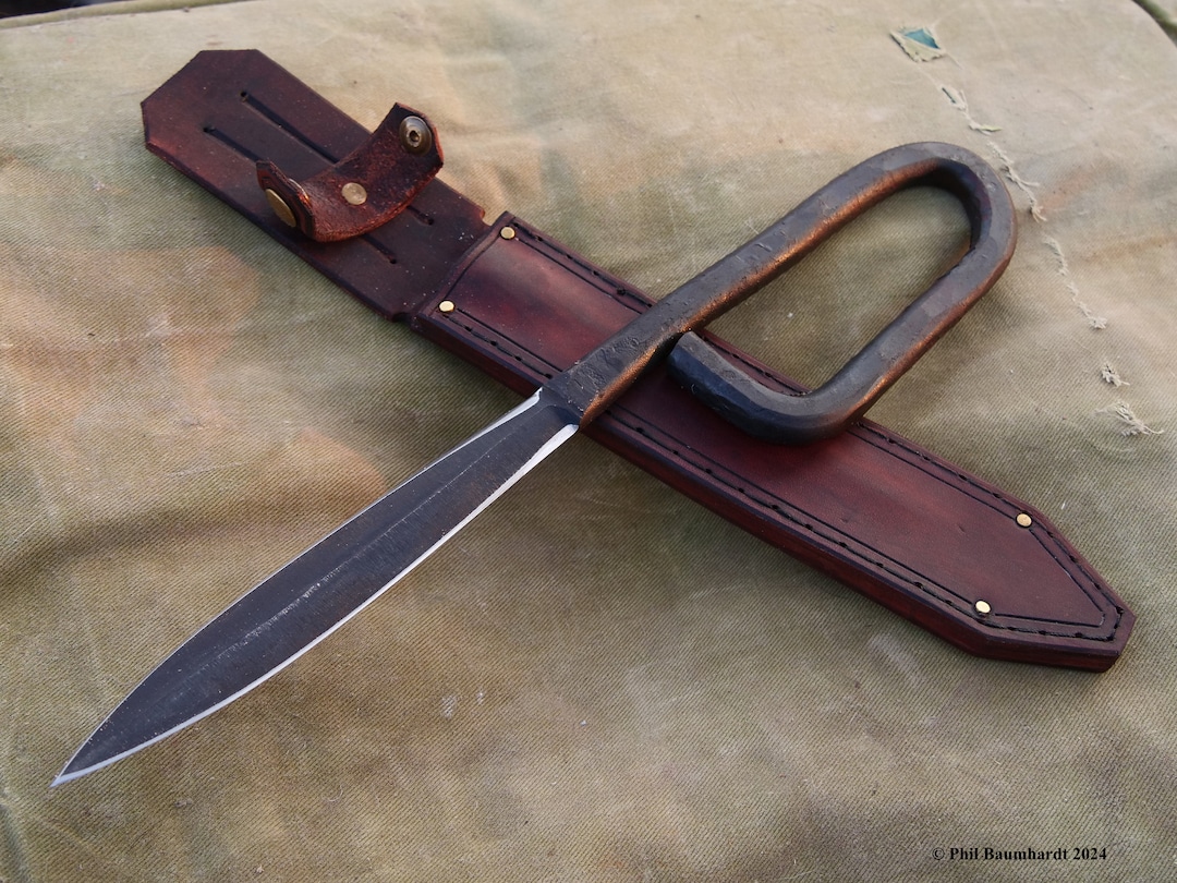 WWI Replica Knife french Nail With Leather Sheath. Made in the USA ...