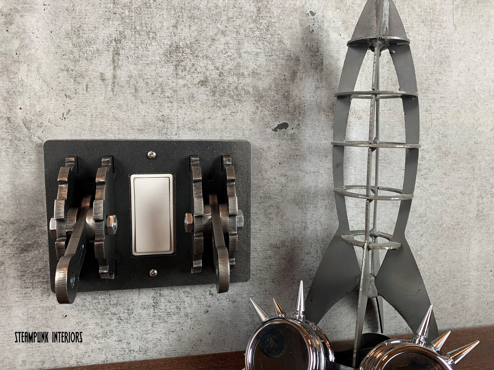 Gear-shaped Triple-gang Light Switch Cover With Rocker Plate Space in ...