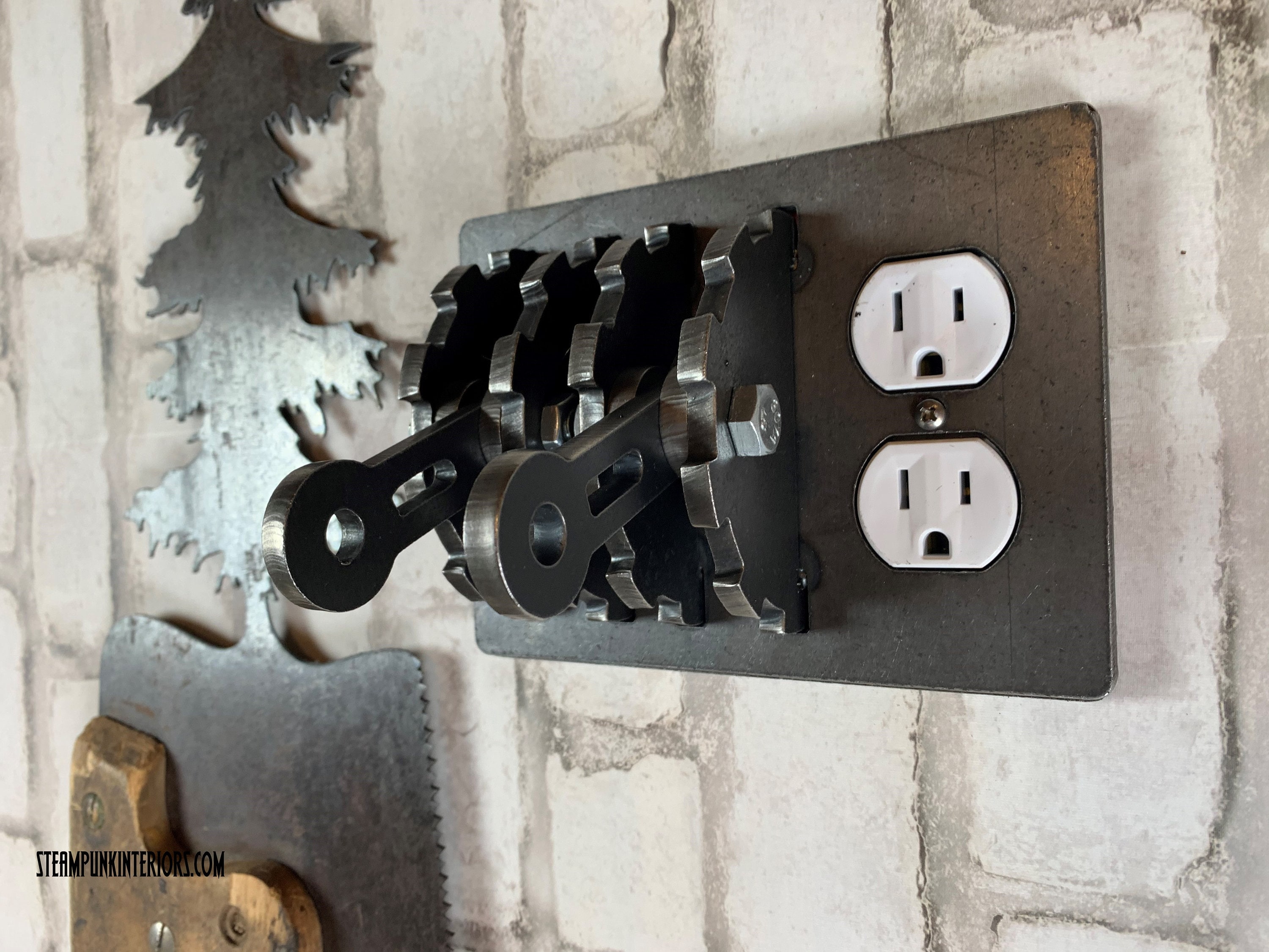 Gear Light Switch Cover With Lever and Outlet. Steampunk Lighting ...