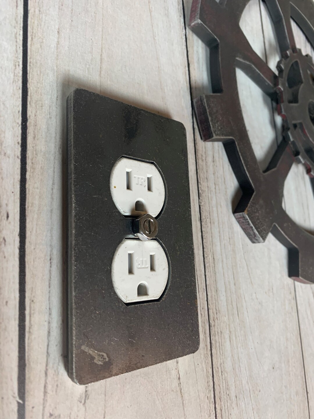 Duplex Outlet Cover / Steel / Man Cave / Unique Gift/ Urban Industrial ...