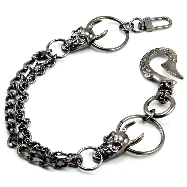 Doublek 2 Skull Short Key Jean Wallet Chain 14 3.6oz | Etsy