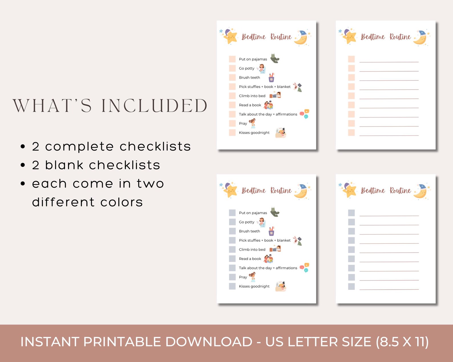 Bedtime Routine Checklist, Kids Checklist Chart, Printable Checklist ...