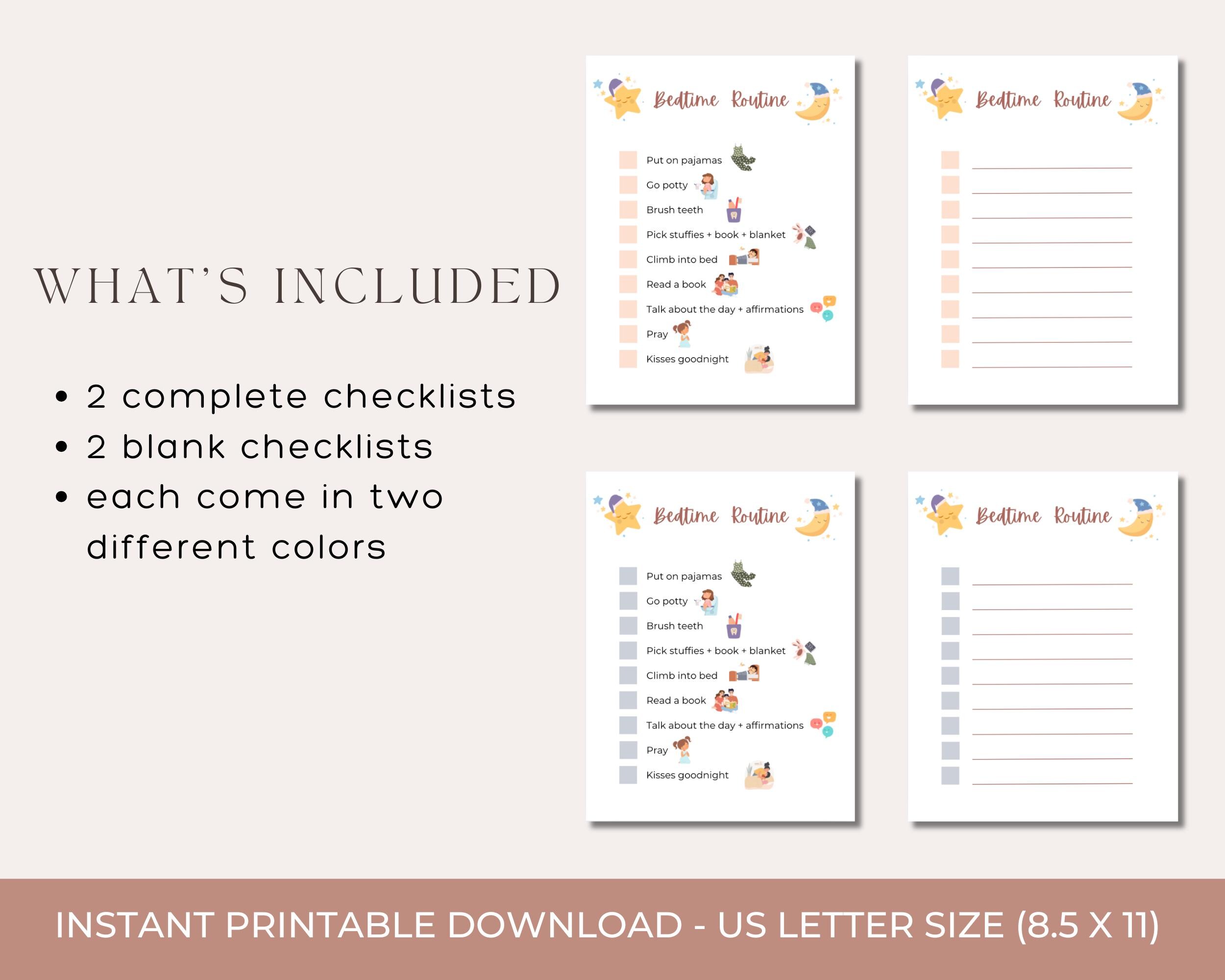 Bedtime Routine Checklist, Kids Checklist Chart, Printable Checklist ...