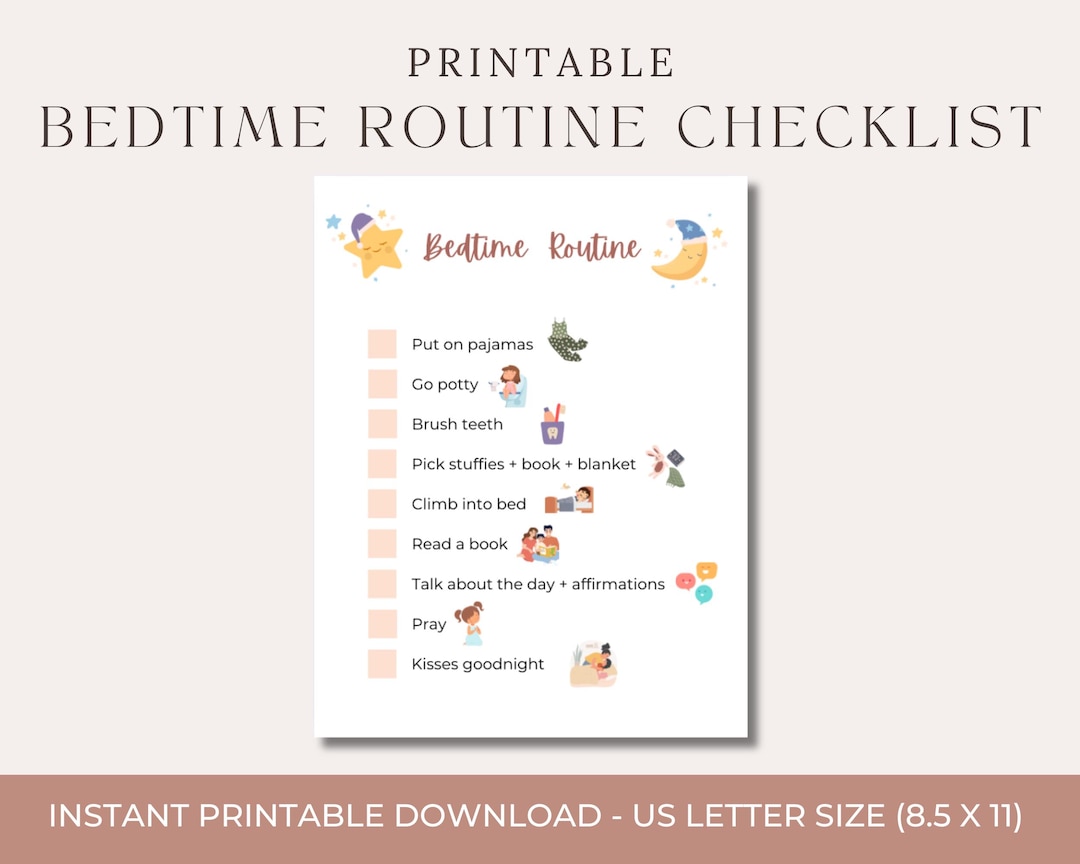 Bedtime Routine Checklist, Kids Checklist Chart, Printable Checklist ...
