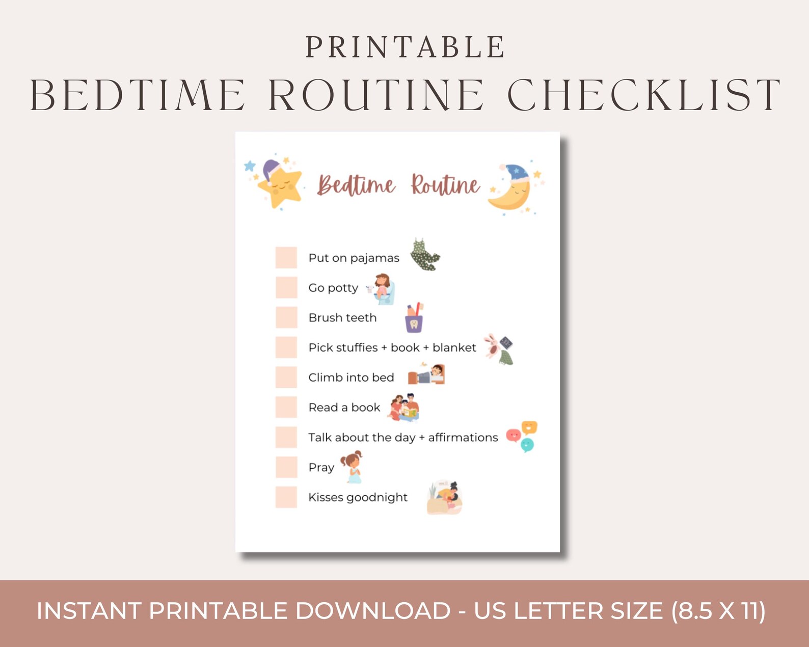 Bedtime Routine Checklist, Kids Checklist Chart, Printable Checklist ...