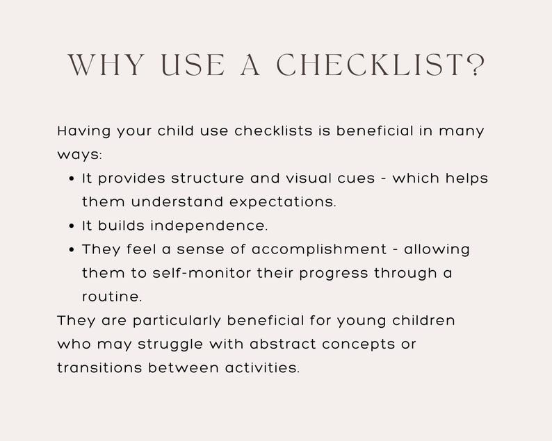 Bedtime Routine Checklist, Kids Checklist Chart, Printable Checklist ...