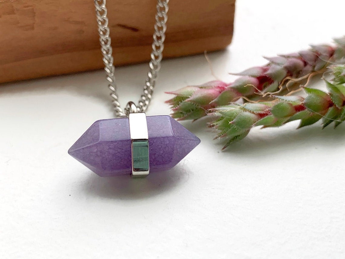 Amethyst Charm Necklace/ Amethyst Necklace/ Real Stone - Etsy