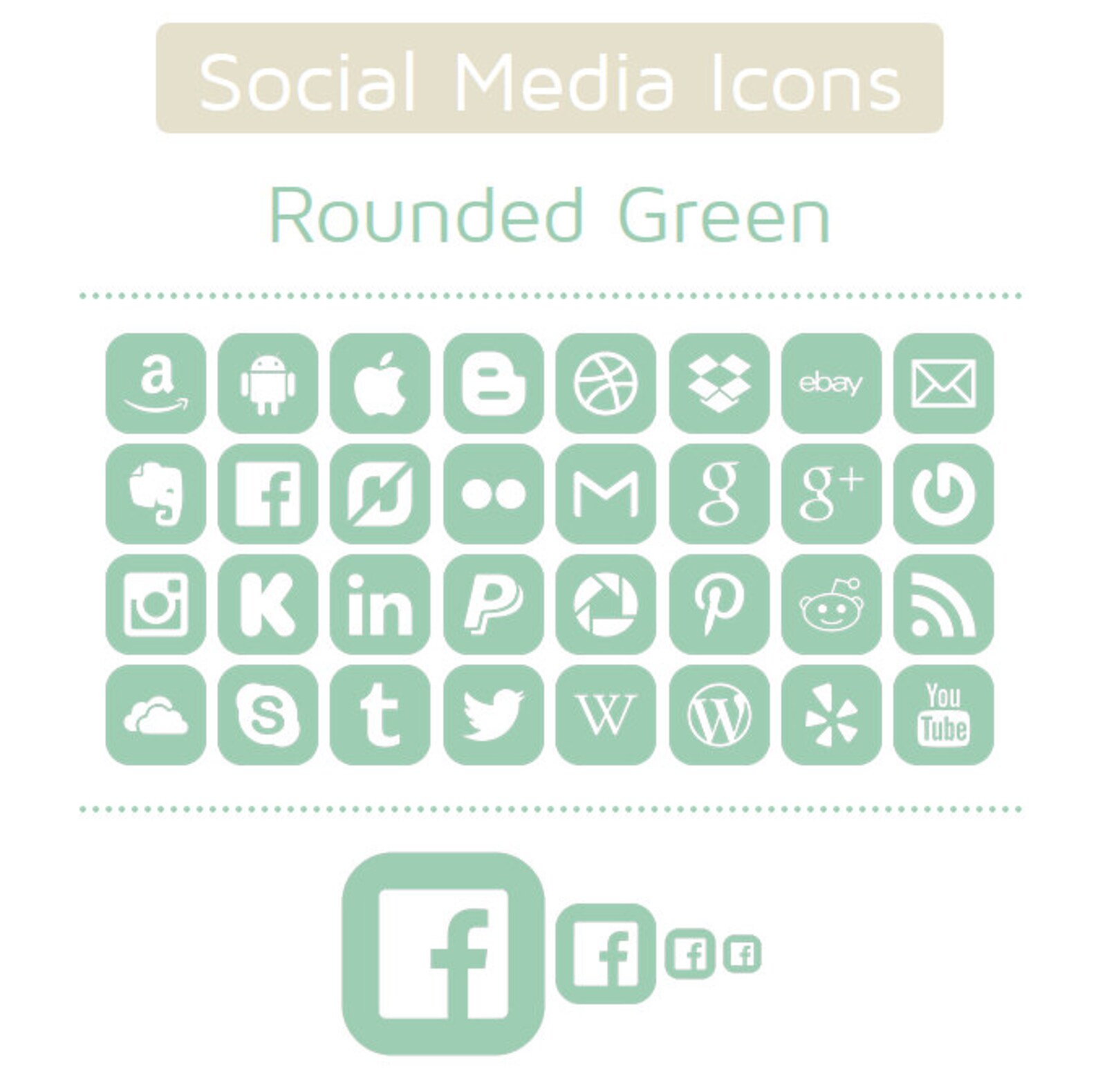 Green Social Media Icons Set of 32 128 Icons in Total - Etsy