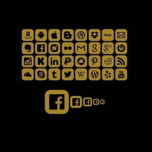 Gold Glitter Social Media Icons - Set of 32 - 160 Icons in Total - Etsy