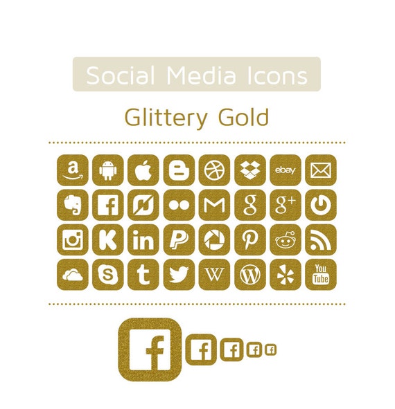 Gold Glitter Social Media Icons Gold Transparent Social Media Icons,