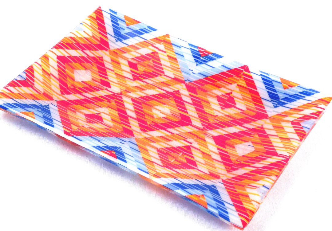 A Fused Glass Rectangular Plate ikat Ii Art - Etsy