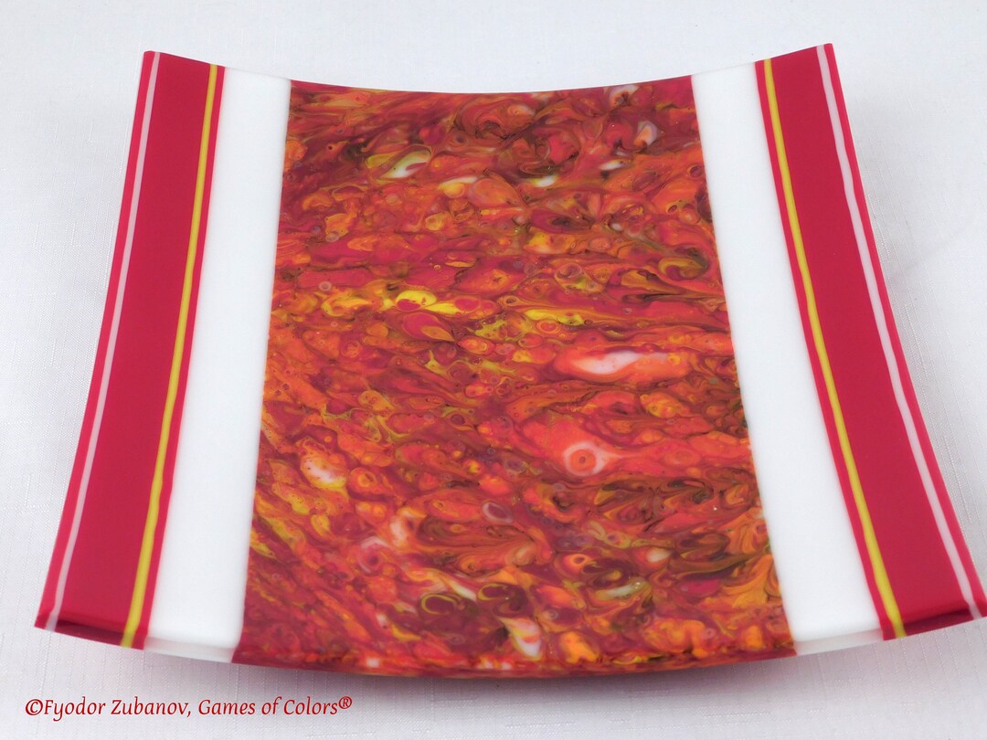 A Decorative Fused Glass Plate "fire Taming" - Etsy