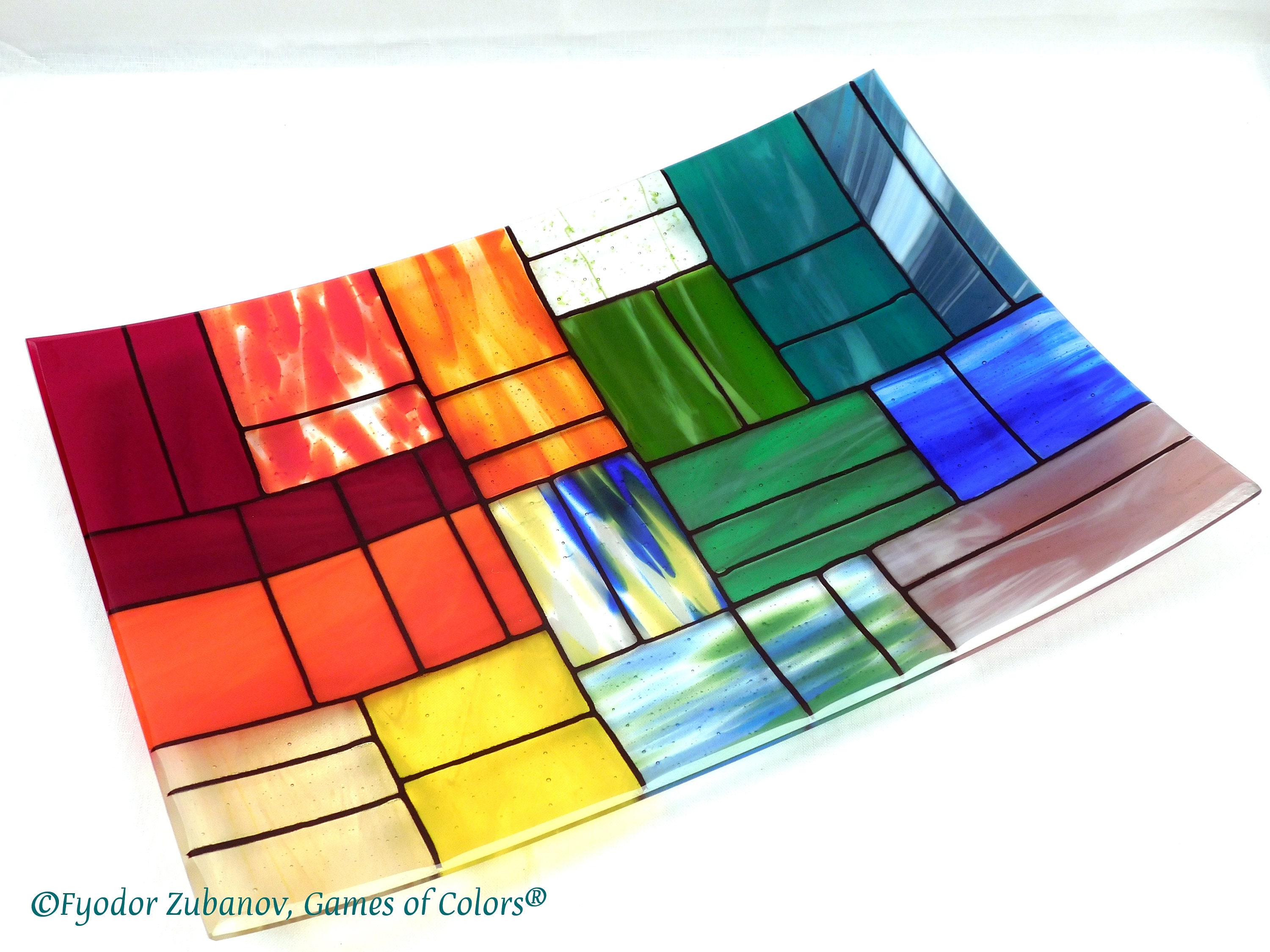 A Rectangular Fused Glass Platter a Gentle Color | Etsy