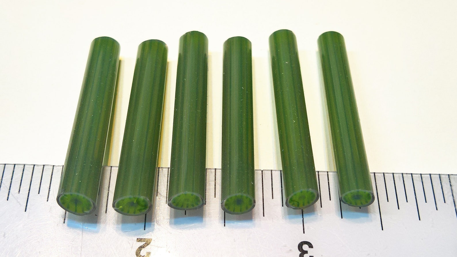 Murrini Cane green Gear COE96 Vitrigraph Pulled | Etsy