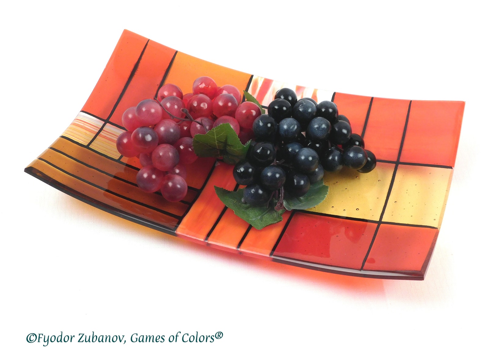 Fused Glass Plate "a Gentle Color Mix - Oranges": Geometric Design ...