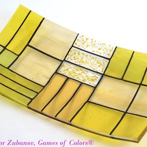 A Rectangular Fused Glass Plate "a Gentle Color Mix - Yellows ...
