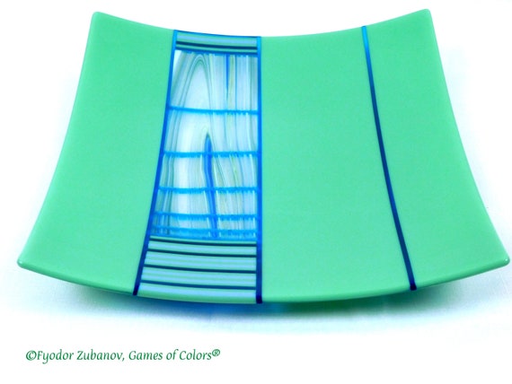 A Fused Glass Square Plate Spring Art Glass Decorative | Etsy