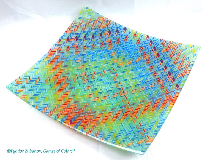 Large Fused Glass Decorative Platter "summer Evening"; Decorative Tray ...