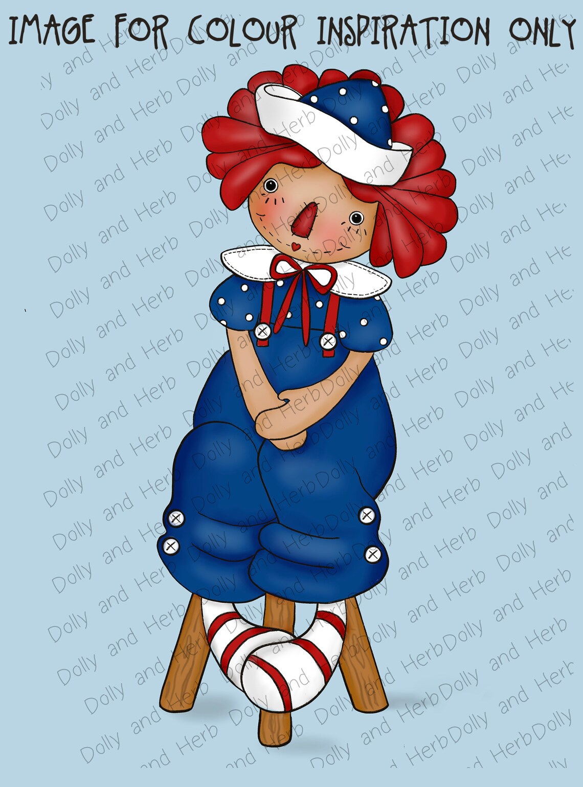 Dolly and Herb Digi Stamp , Colouring Page , Card Making , Raggedy Ann ...
