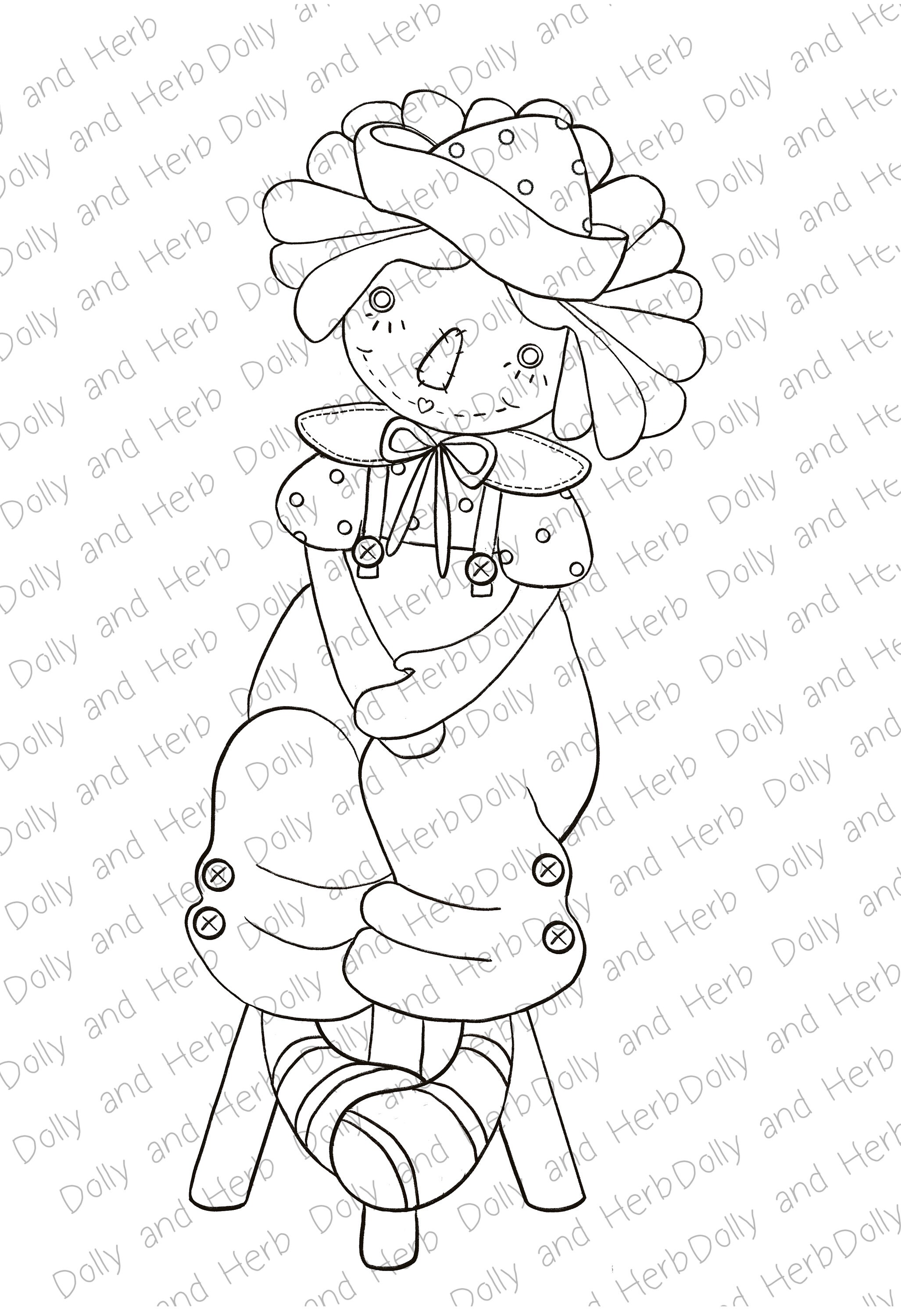 Dolly and Herb Digi Stamp , Colouring Page , Card Making , Raggedy Ann ...