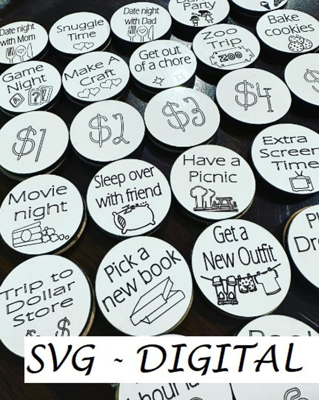 Kids Reward Tokens Digital, Reward Token SVG, Digital, SVG, Digital ...