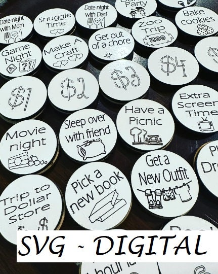 Kids Reward Tokens Digital, Reward Token SVG, Digital, SVG, Digital ...
